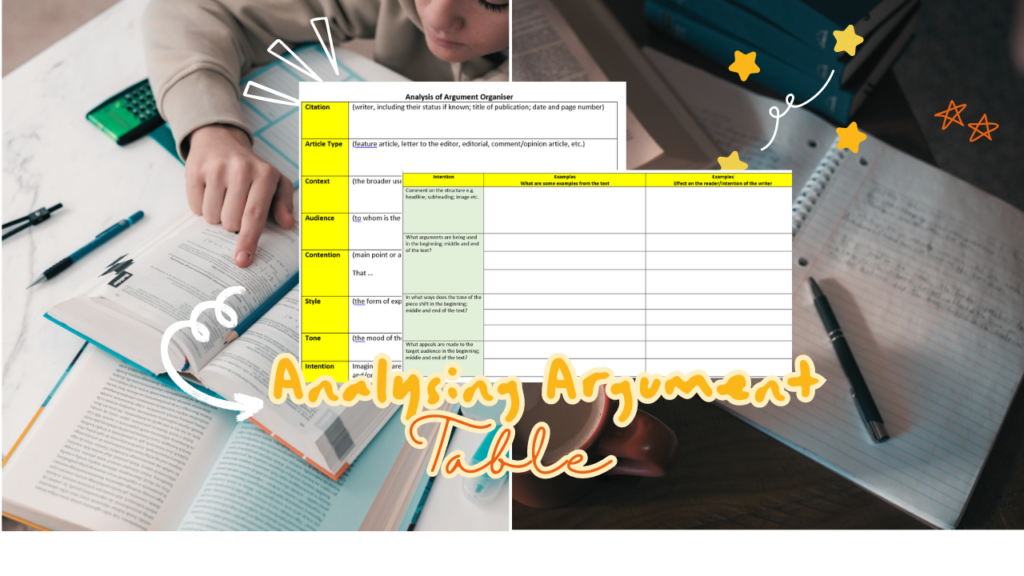VCE Analysing Argument Analysis Table